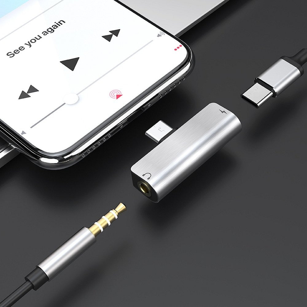 USB-C Duo adapter - naar mini jack + USB-C - Premium – ABCstore