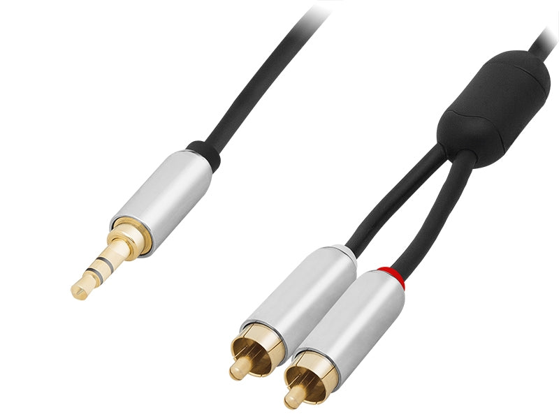 3,5 inch Jack naar 2x Tulp Audio Male Kabel 1,5 meter Afgeschermd - Pr – ABCstore